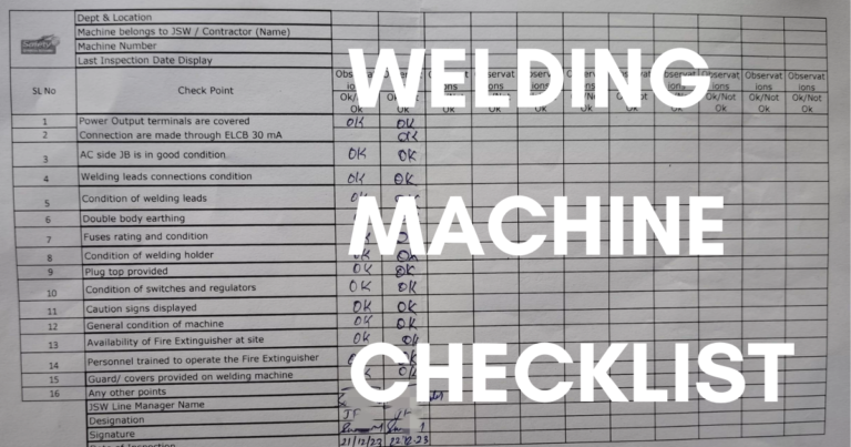 Welding machine checklist ke bare me jane - FITTER KI PURI JANKARI